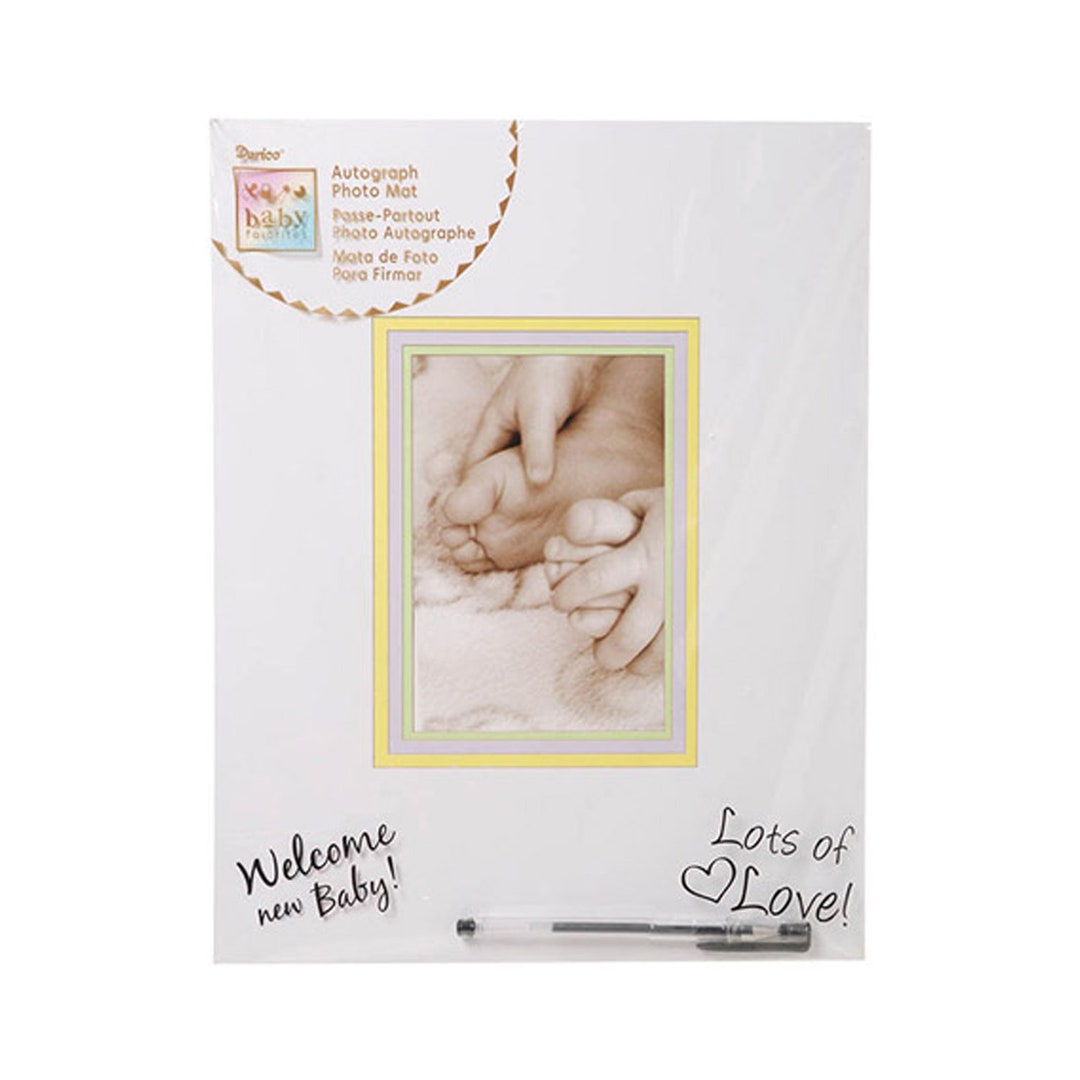 Autograph Photo Mat Frame With Pen 14 X 11", 4" X 6" Photo Area, Baby ...
