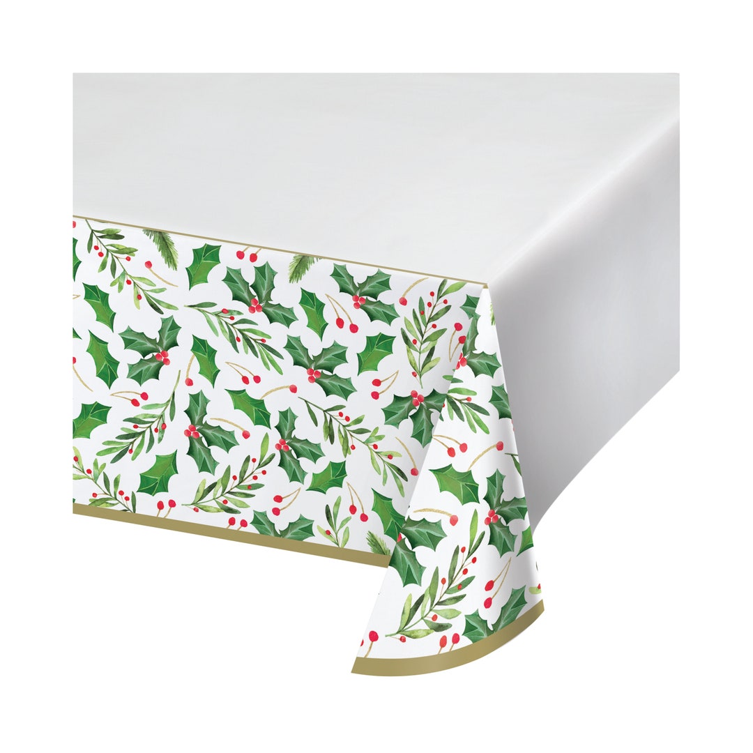 Christmas Holly Tablecloth, Christmas Tablecloth, Christmas Party ...