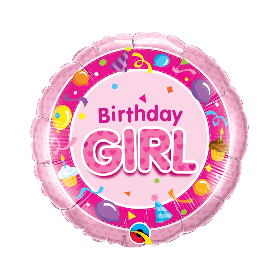 Pink Birthday Girl Balloon Foil Mylar 18", Girl Party Balloon, Girl ...