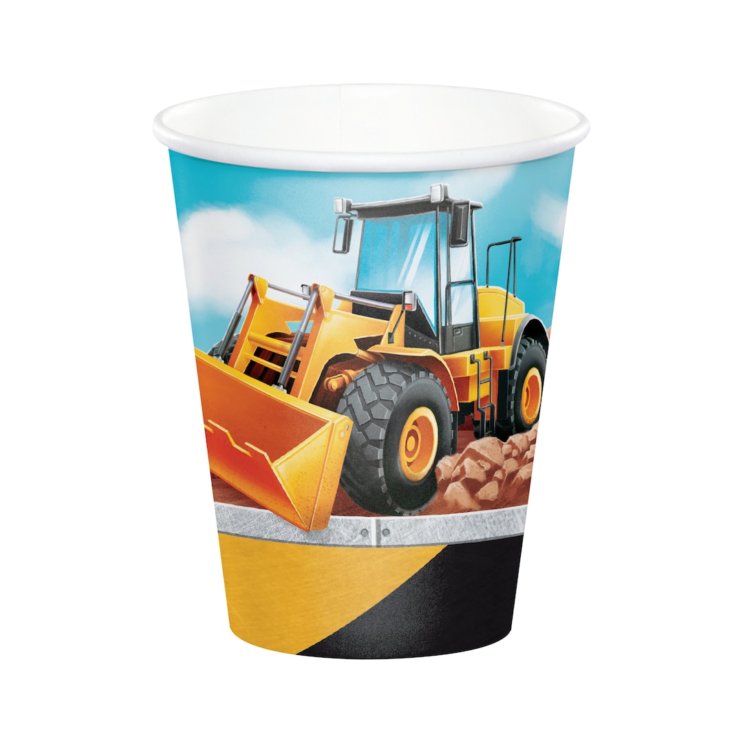 8 Construction Cups 9 Oz, Construction Birthday, Pay Loader Cups ...