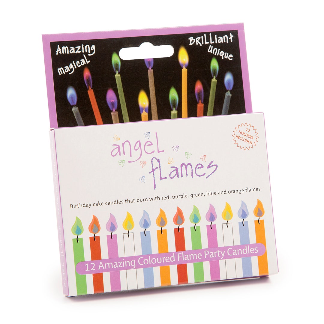 12 Multi Colored Flame Birthday Candles - Flames Burn Red, Purple ...