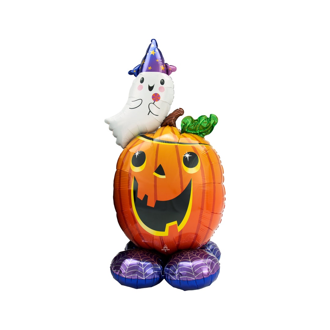Smiling Pumpkin and Ghost Balloon Air Only 56", Airloonz Balloon ...