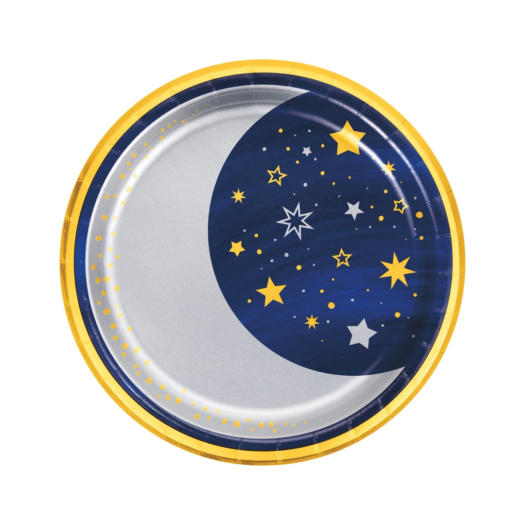 8 Crescent Moon Plates 9", Starry Night, Night Stars, Twinkle Twinkle ...