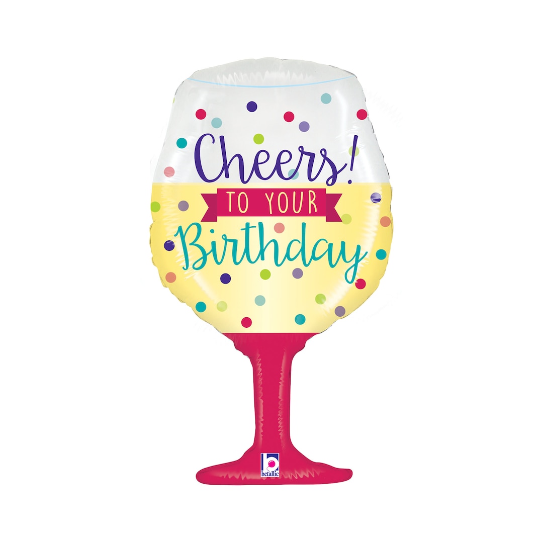 Birthday Cheers Beer Balloon Foil Mylar 34", Wine Glass Balloon ...