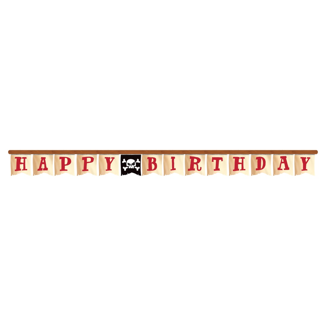 Pirate Happy Birthday Banner, Pirate Birthday, Pirate Themed Party ...