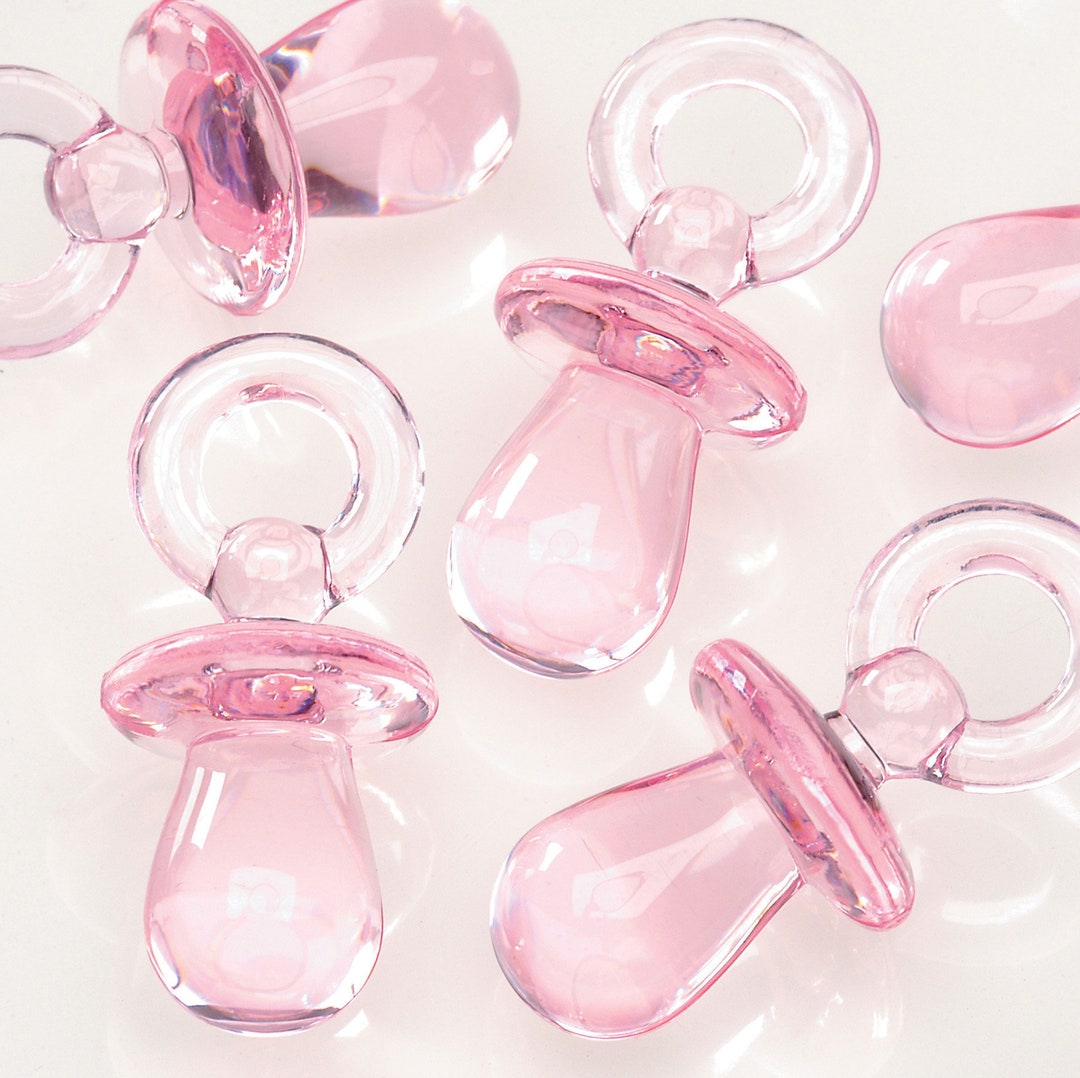 100 Mini Pink Pacifier Beads, Size 12 X 22 Mm, Baby Shower, Favors ...