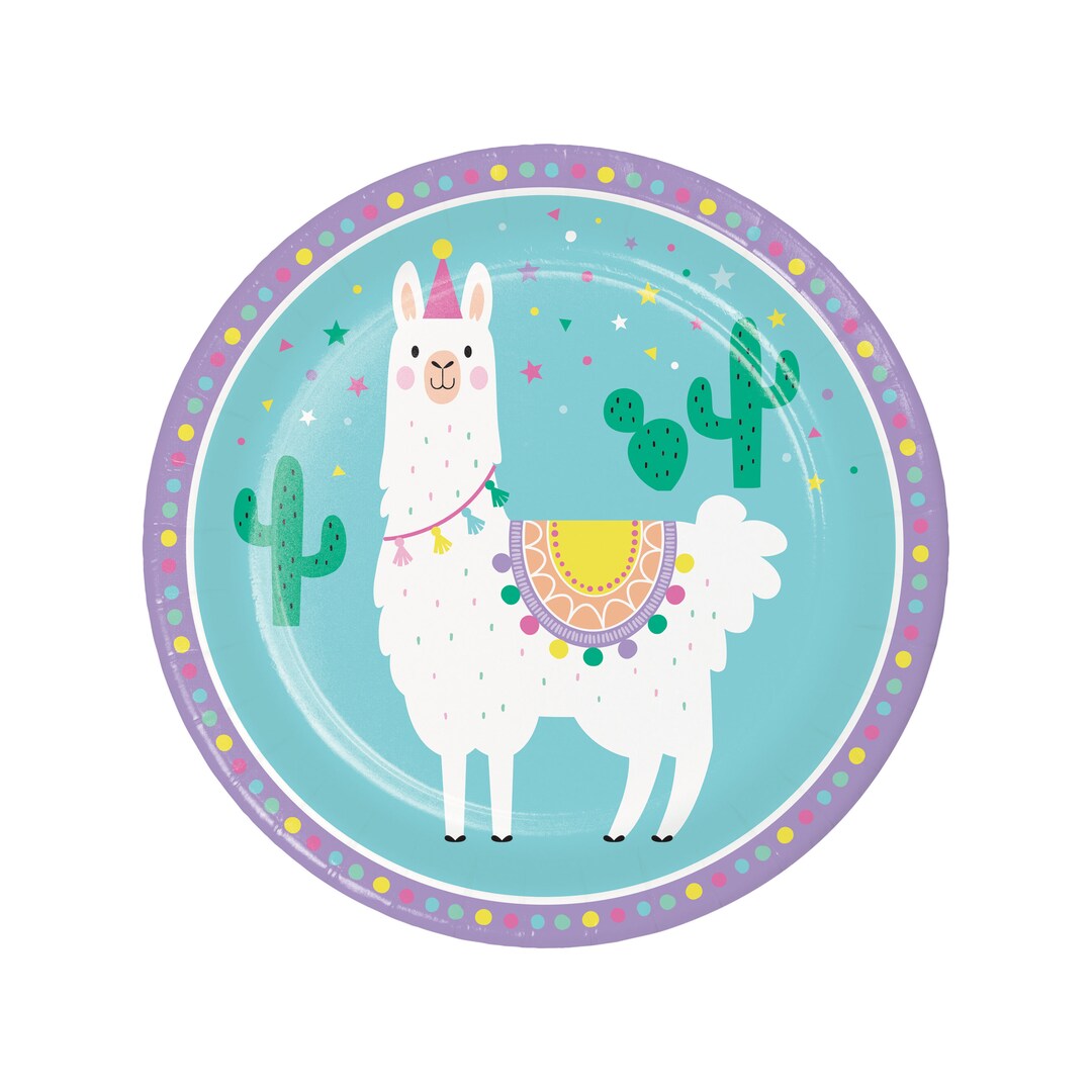 8 Llama Plates 9", Llama Party Plate, Llama Decor, Llama Birthday ...