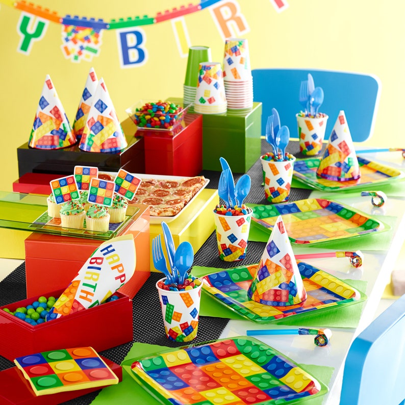 16 Large Happy Birthday Bricks Napkins, Block Party Napkins, Brick ...