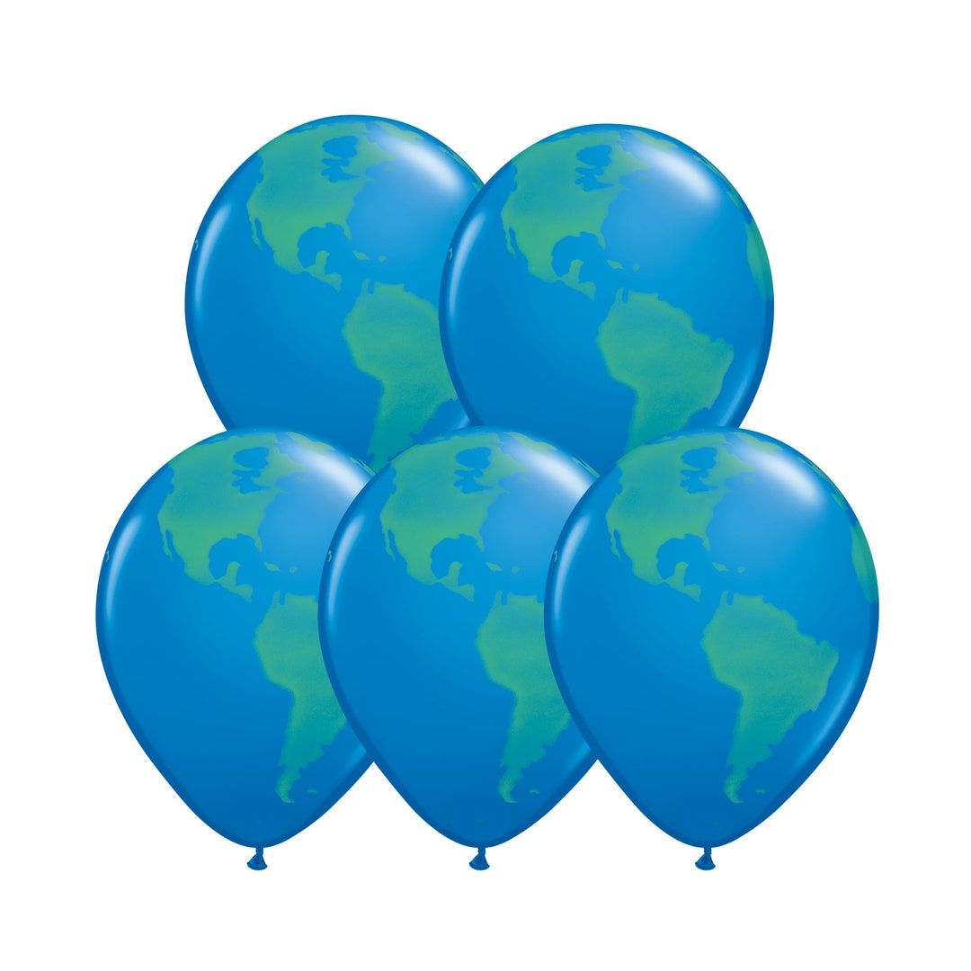 Five Globe Balloons Latex, World Balloons, Earth Balloons, Planet ...