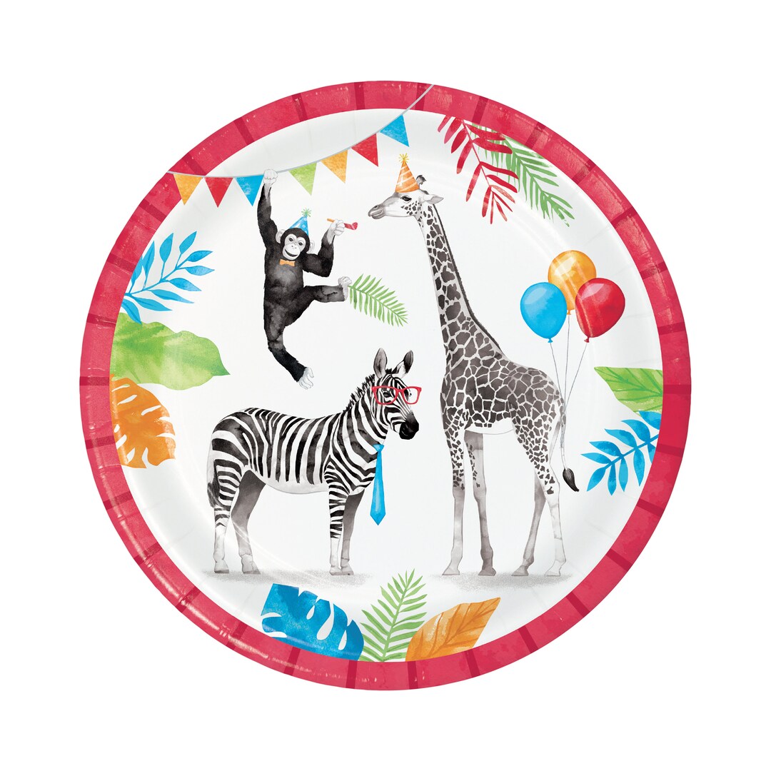 8 Party Animals Plates 9", Jungle Themed Party, Safari Party, Animal ...
