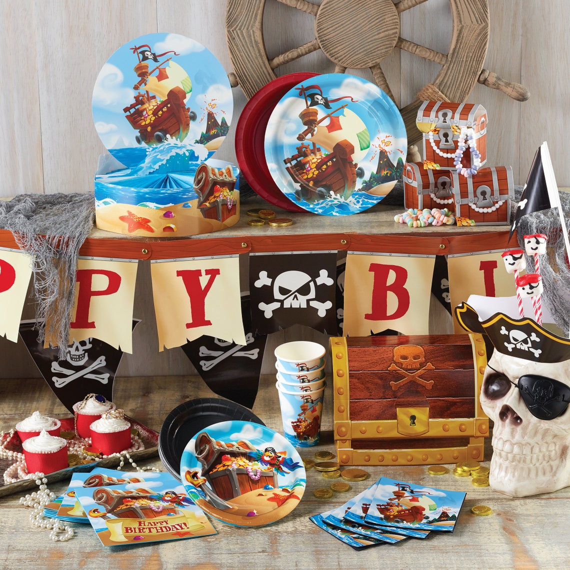 Pirate Happy Birthday Banner Pirate Birthday Pirate Themed - Etsy