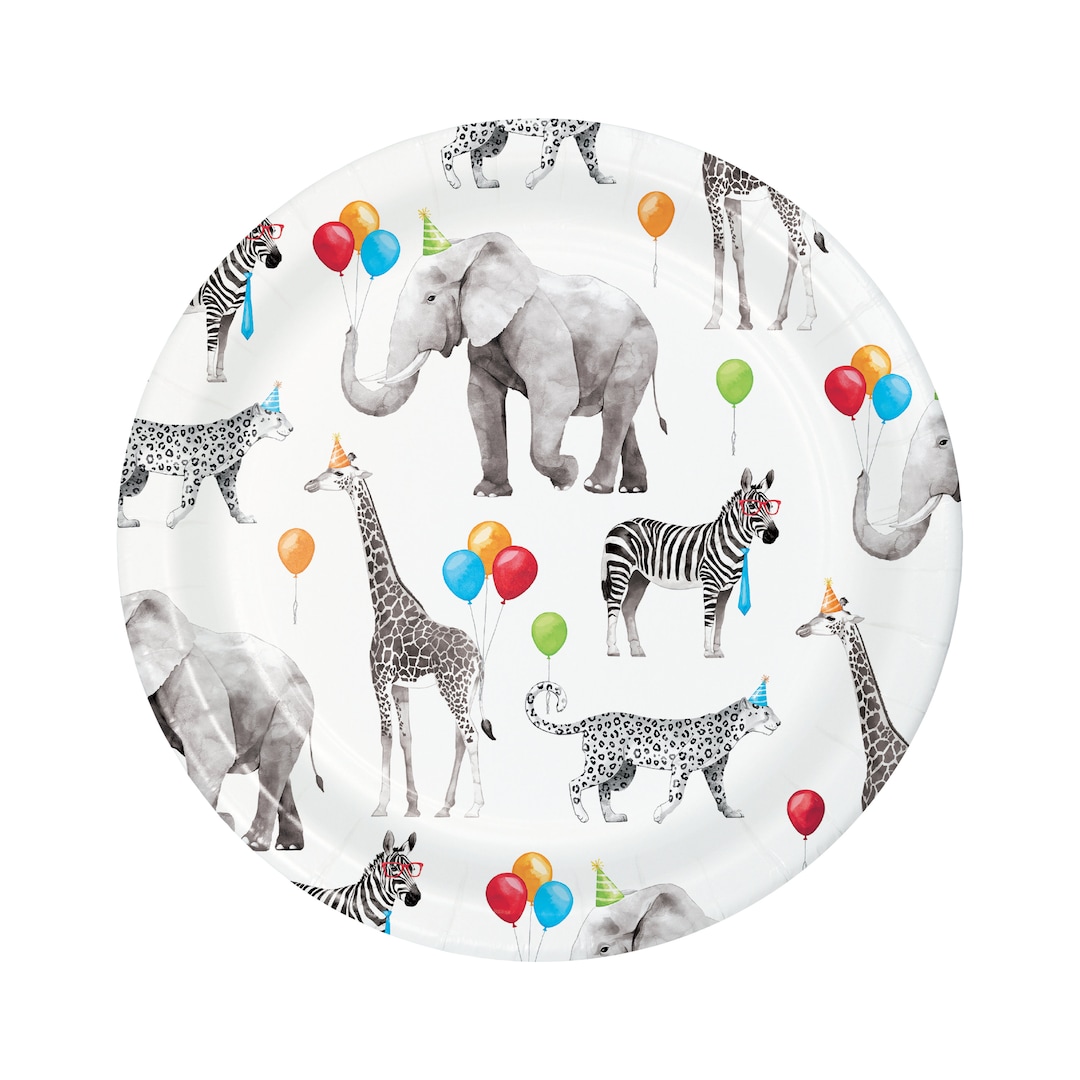 8 Party Animals Plates 7", Jungle Themed Party, Safari Party, Animal ...
