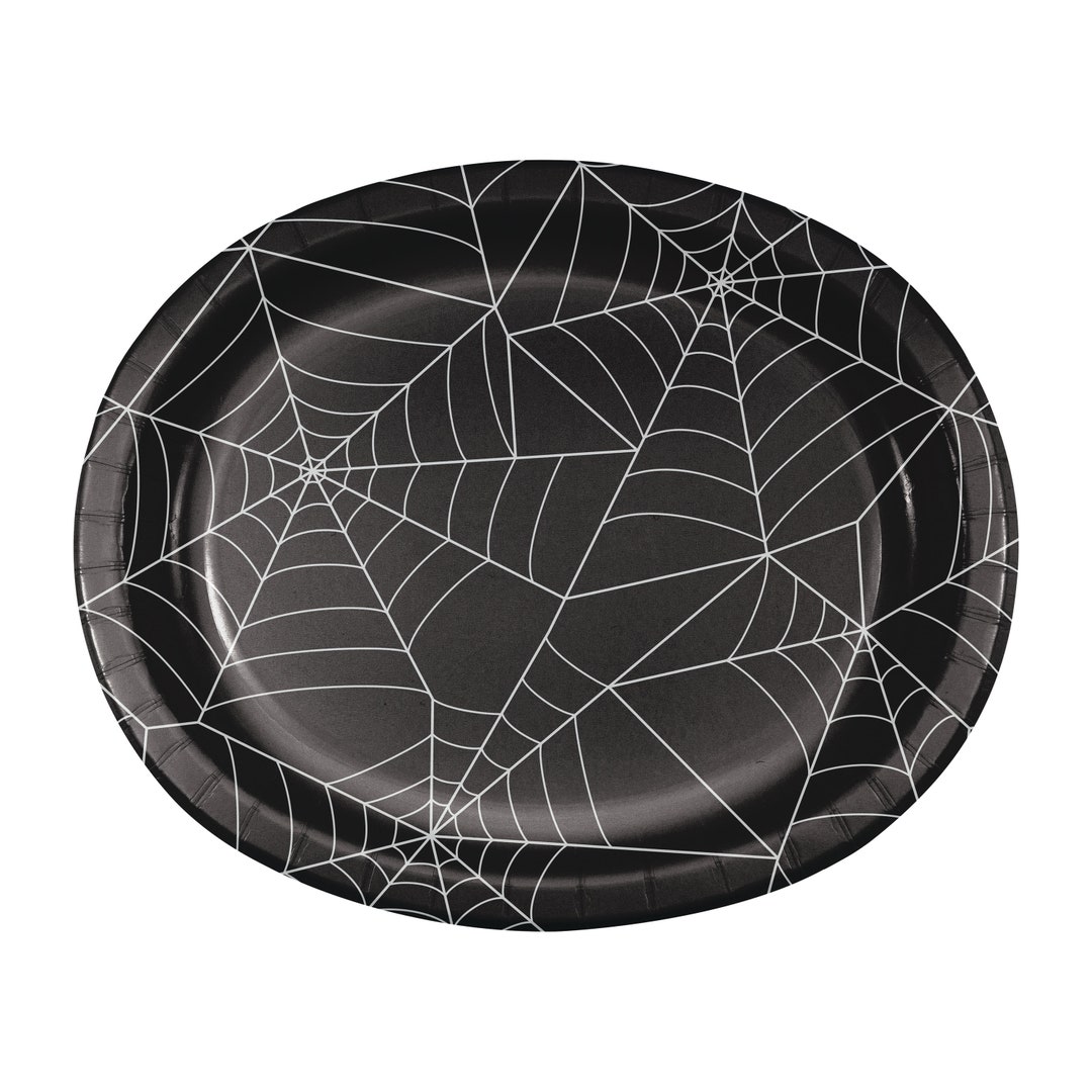 8 Oval Spiderweb Platters 12", Cobweb Decorations, Haunted House ...