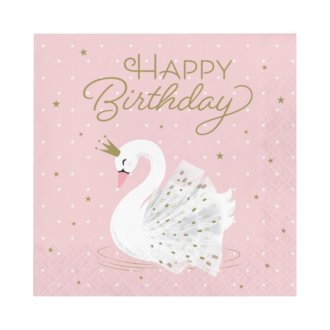16 Large Swan Birthday Napkins, Swan Party Napkins, Swan Baby Shower ...