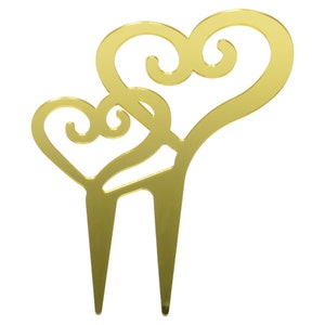 Gold Double Hearts Cake Topper, Anniversary Cake Topper, Wedding Cake ...