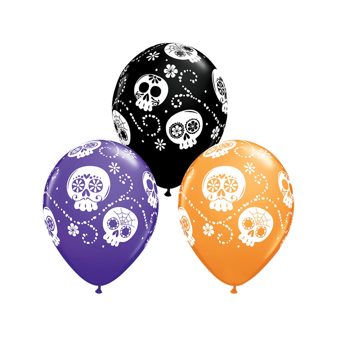 Five Sugar Skull Balloons, Happy Halloween, Halloween Balloon ...