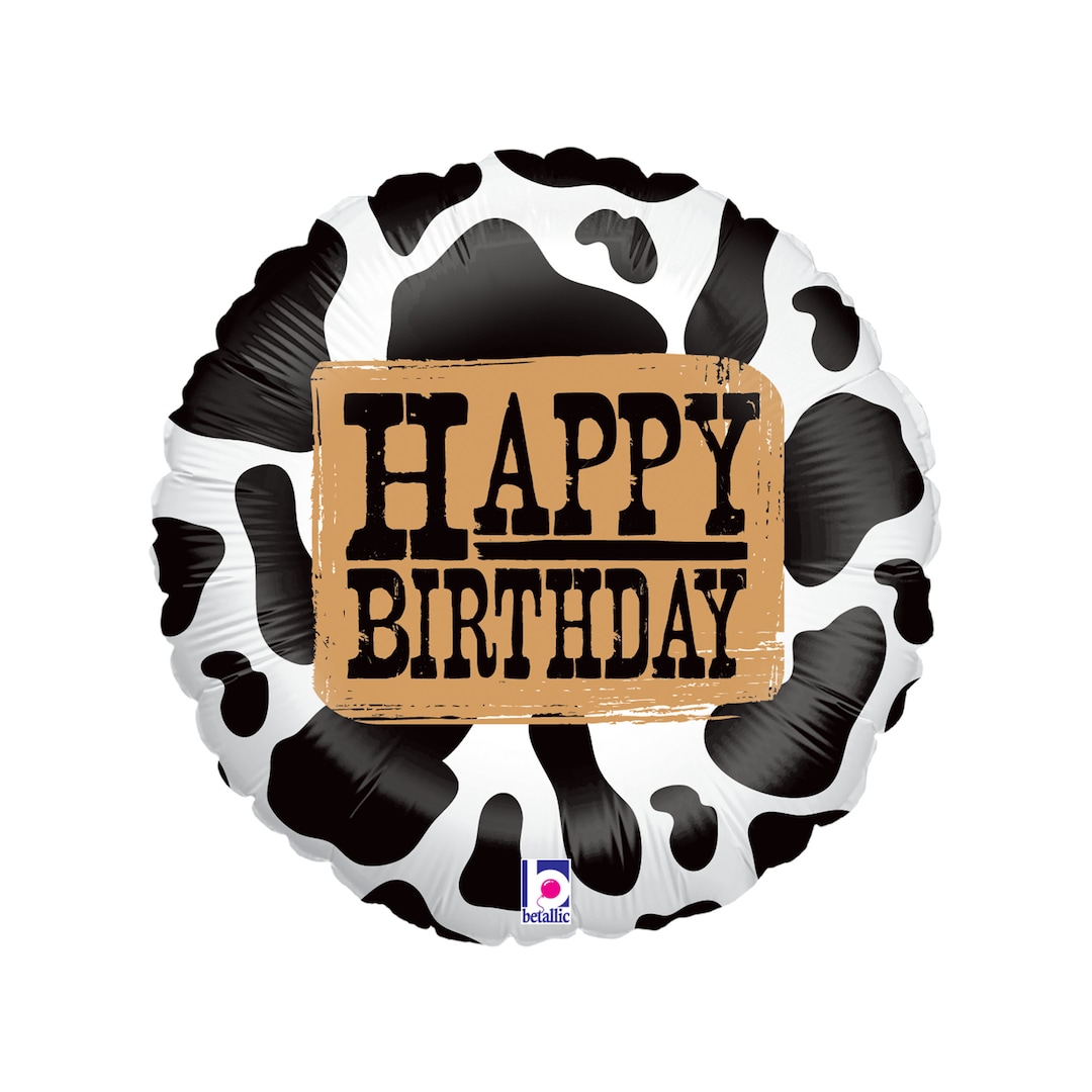 Happy Birthday Cow Balloon Foil Mylar 18", Barnyard Balloon, Farm ...