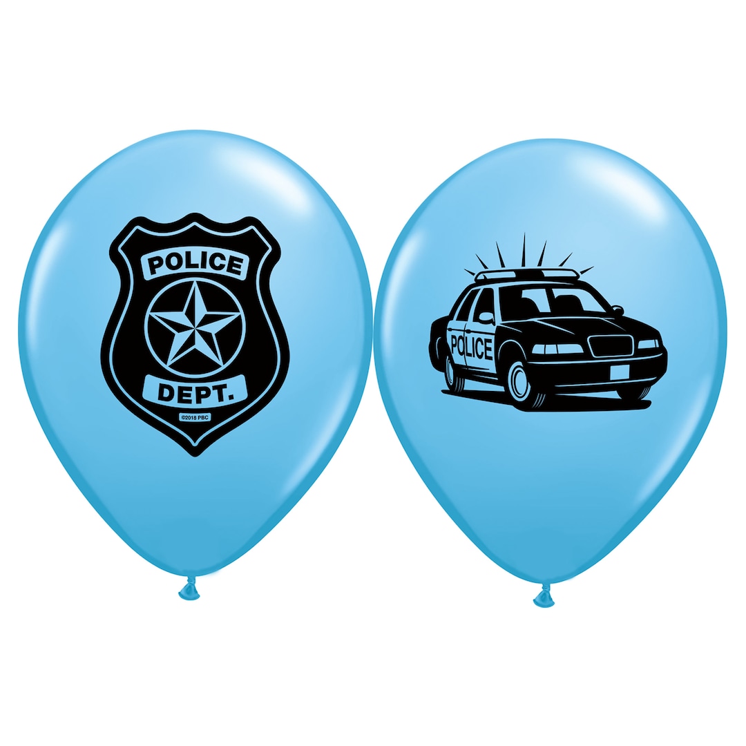 Five Police Badge Balloons Latex, Policeman Party, Police Party, Law ...