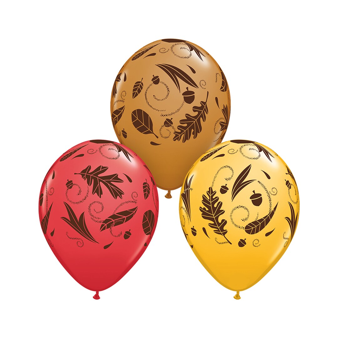 Five Acorns and Leaves Balloons, Fall Balloons, Thanksgiving Balloons ...