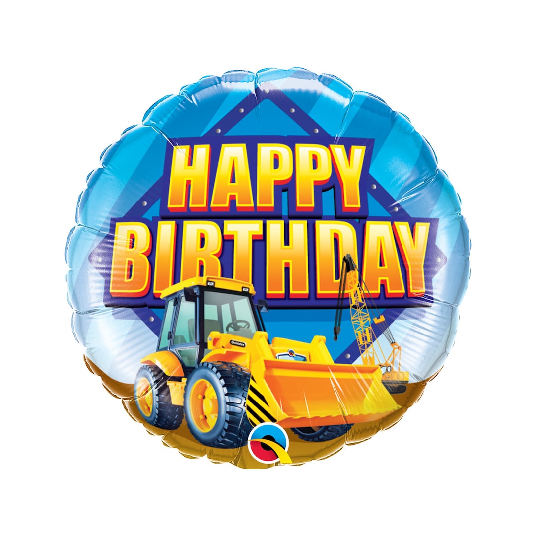 Happy Birthday Construction Truck Balloon Foil Mylar 18", Front Loader ...