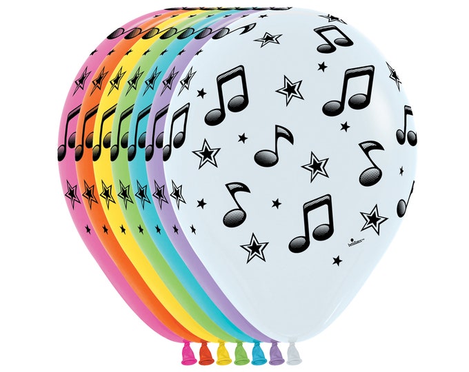 Five Fun Musical Notes Balloons Latex, Dance Party Balloon, Music Notes ...