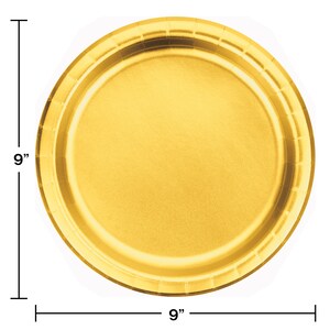 8 Gold Paper Plates 9", Gold Party Plates, Shiny Gold Plate, Gold Foil ...