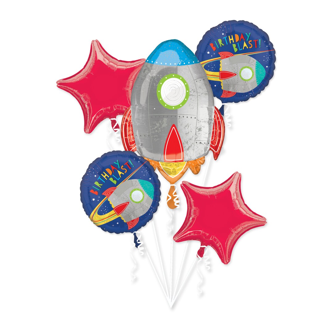 Rocket Balloon Bouquet 29", Spaceship Balloon, Space Rocket Balloon ...