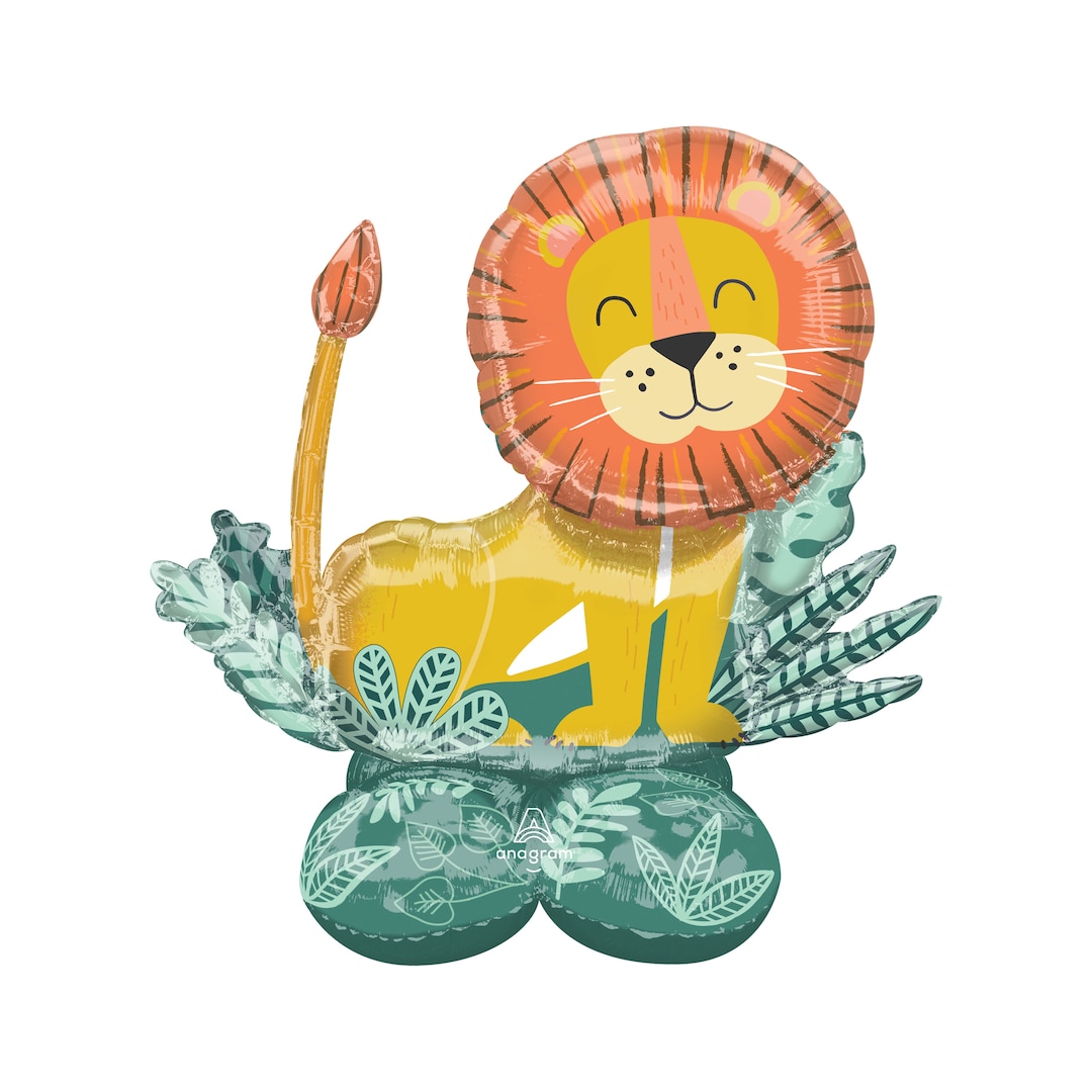 Lion Balloon Air Only 45", Jungle Party, Zoo Animals, Birthday Party ...