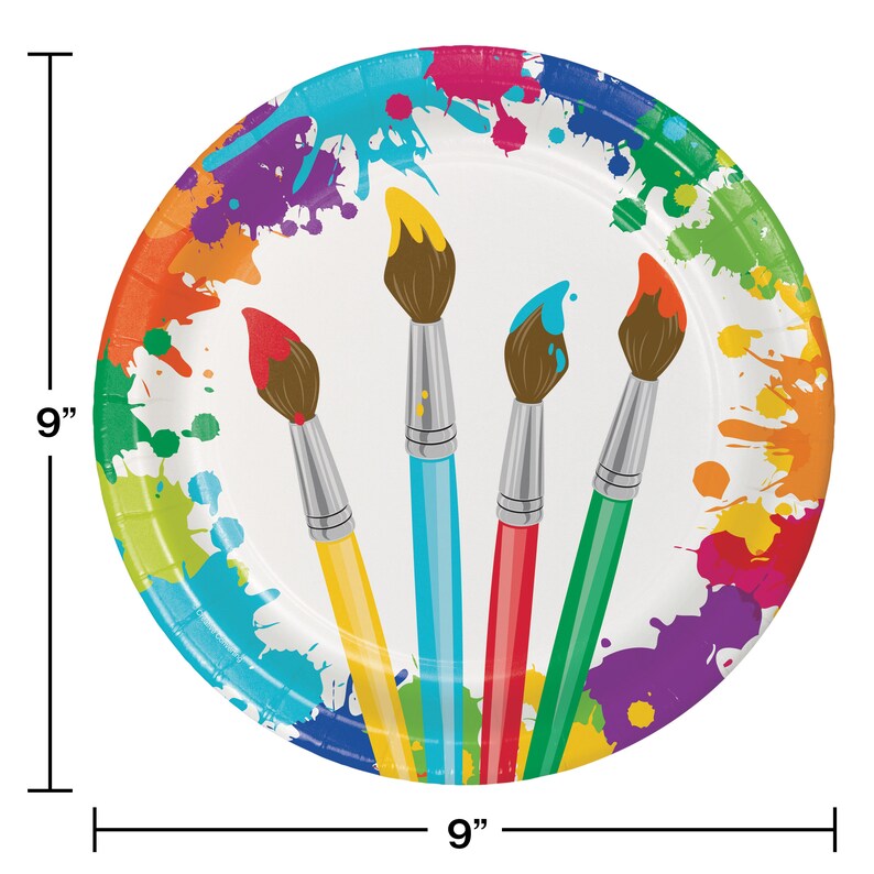 8 Art Party Plates 9", Paint Party, Paint Splatter, Splatter Party, Art ...