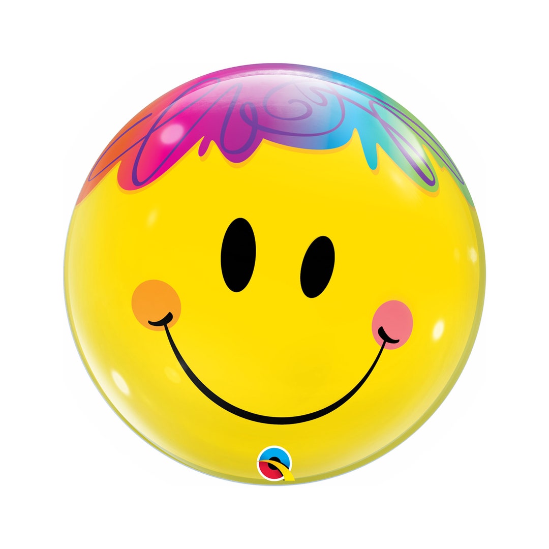 Rainbow Smiley Face Balloon Foil Mylar 22", Smiley Emotes, Emoji ...