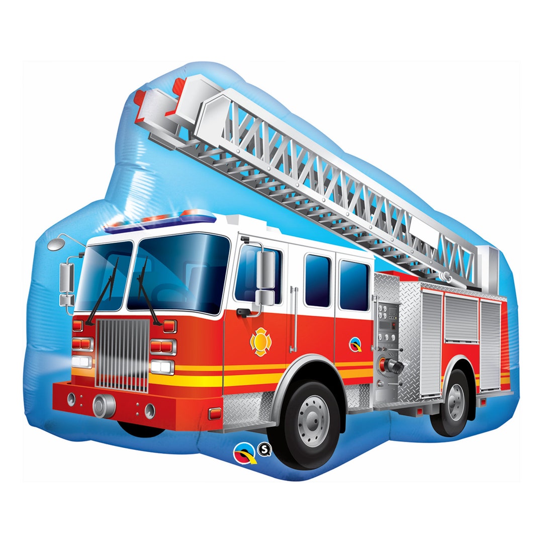 Jumbo Fire Truck Balloon Foil Mylar 36", Rescue Vehicle Balloon ...