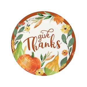 8 Give Thanks Plates 9", Thanksgiving Plate, Fall Harvest Plate, Fall ...