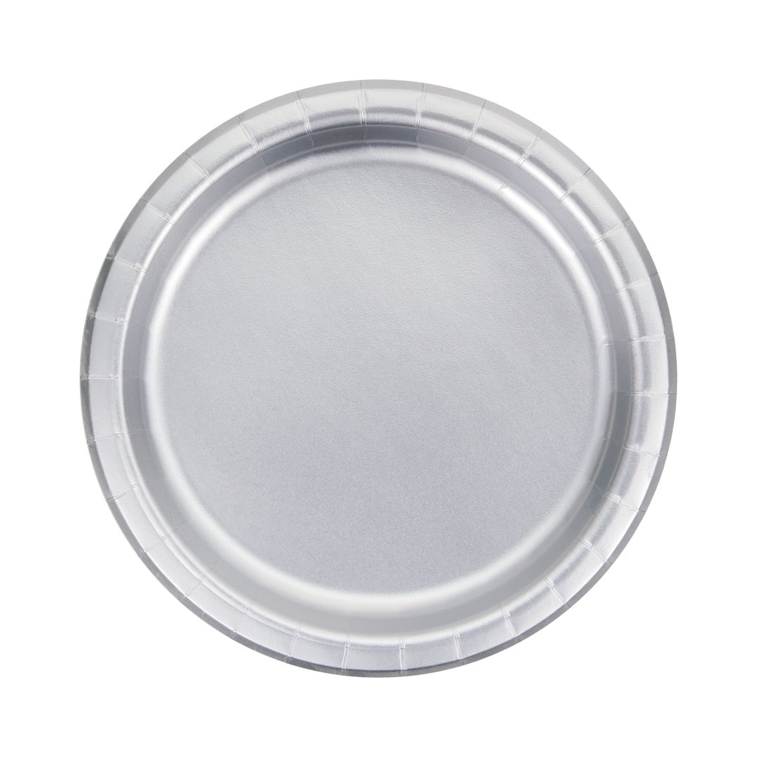 8 Silver Paper Plates 7", Silver Party Plate, Shiny Silver Plate ...