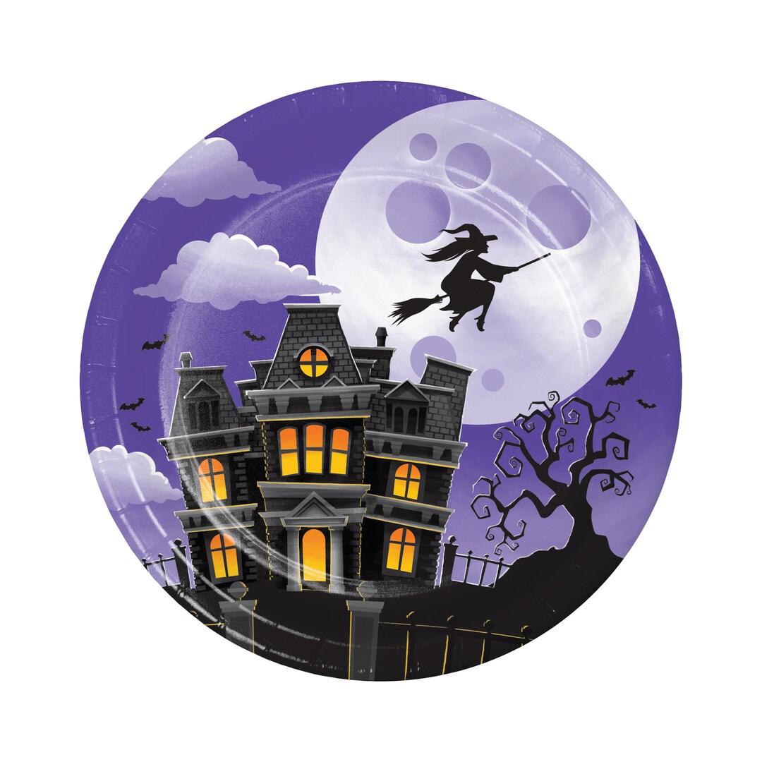 8 Haunted Mansion Plates 7", Haunted House, Halloween Pumpkin ...