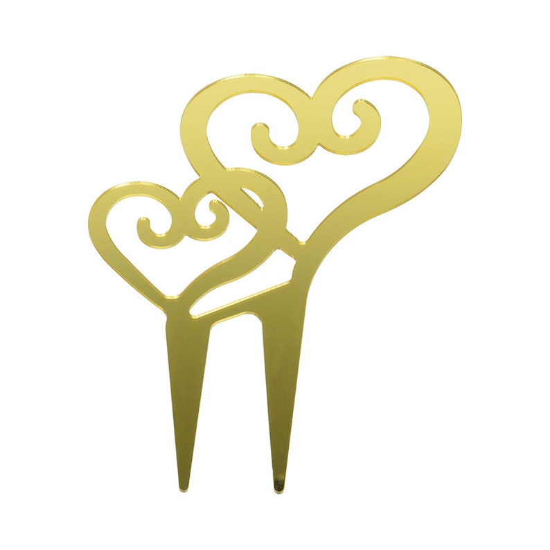 Gold Double Hearts Cake Topper Anniversary Cake Topper - Etsy