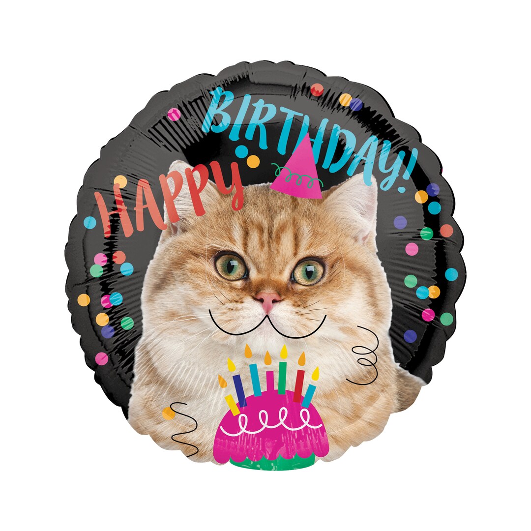 Happy Birthday Cat Balloon 18", Kitten Balloon, Party Cat Balloon ...