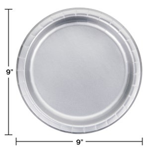 8 Silver Paper Plates 9", Silver Party Plates, Shiny Silver Plate ...