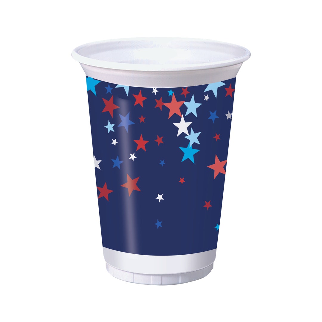 8 Patriotic Plastic Cups 16 Oz, Independence Day, 4th of July Party ...