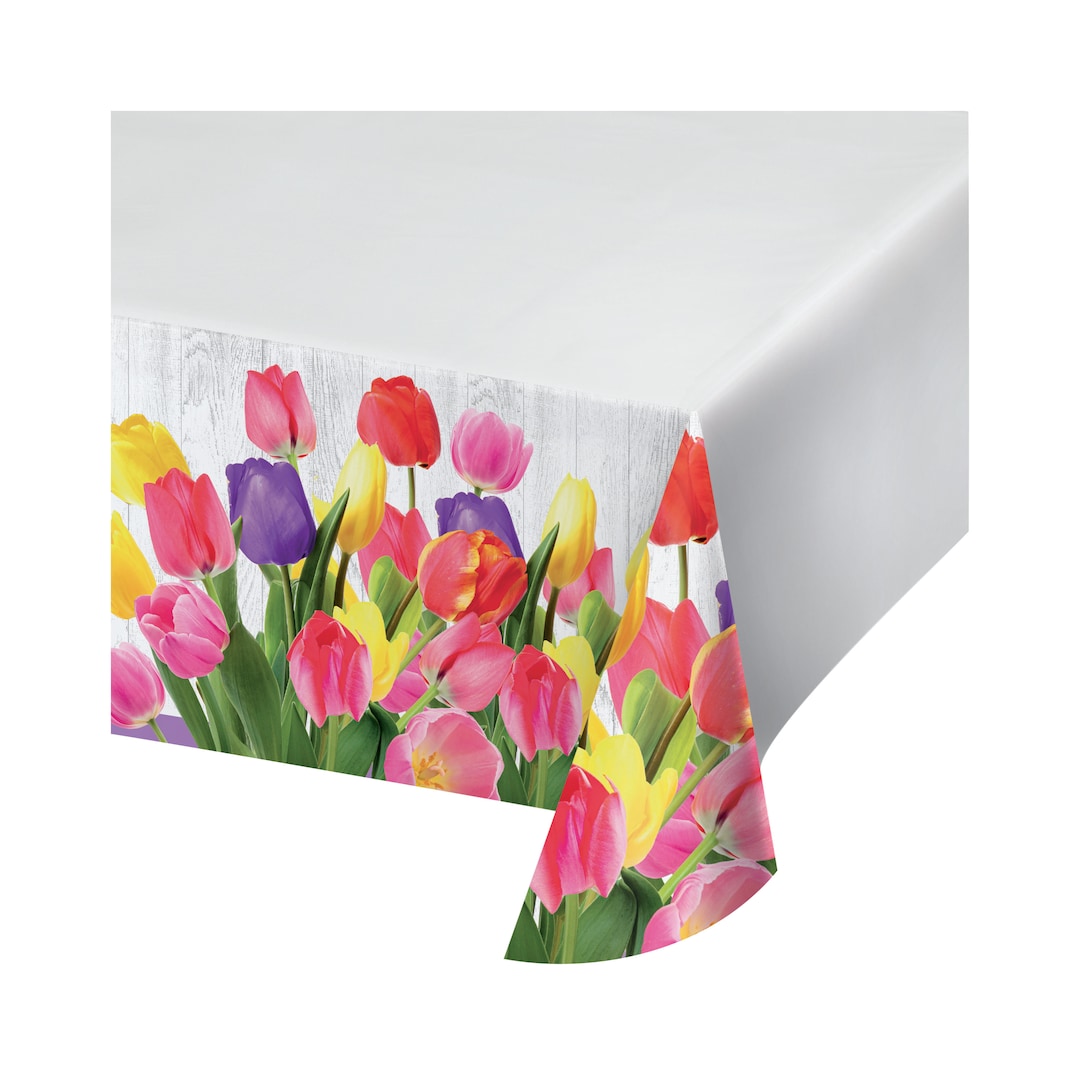 Tulip Tablecloth, Pastel Flower, Tulip Party, Floral Party, Flower ...