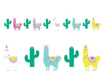 Llama Cactus Banner Fiesta Birthday Garland Baby Shower - Etsy