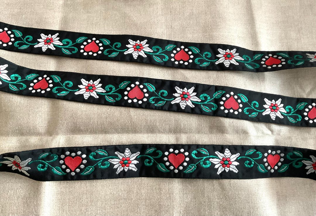 Woven Edelweiss German Folk Art Ribbon Vintage Woven Traditional Border ...