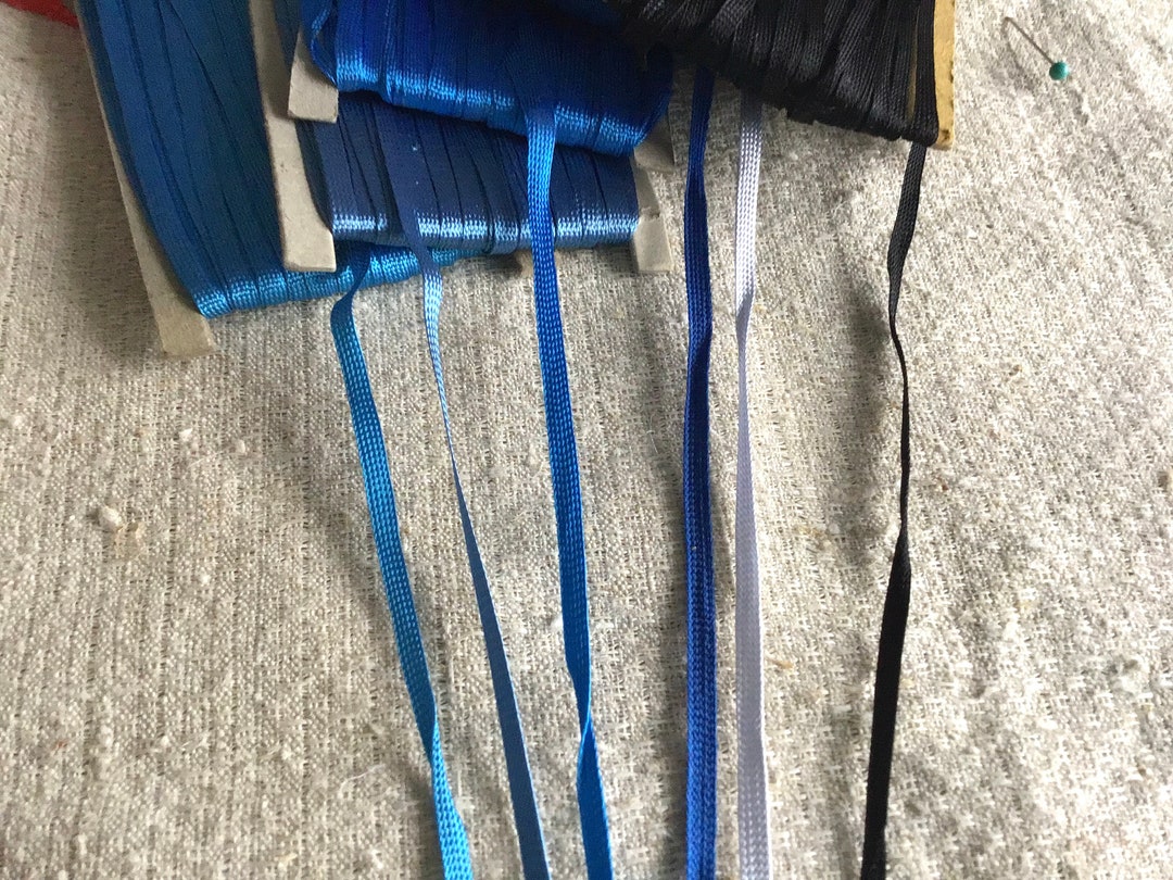 Bookmark Ribbon Blue Tones, Silk Braid, Bookbinding, Antique Doll ...