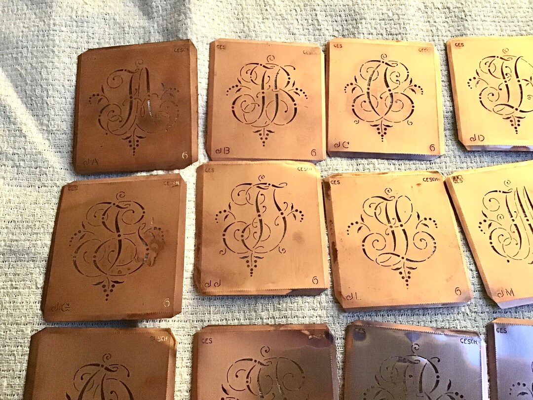 Monogram Stencil JA JB JC Copper Stencil Artist Stencil - Etsy