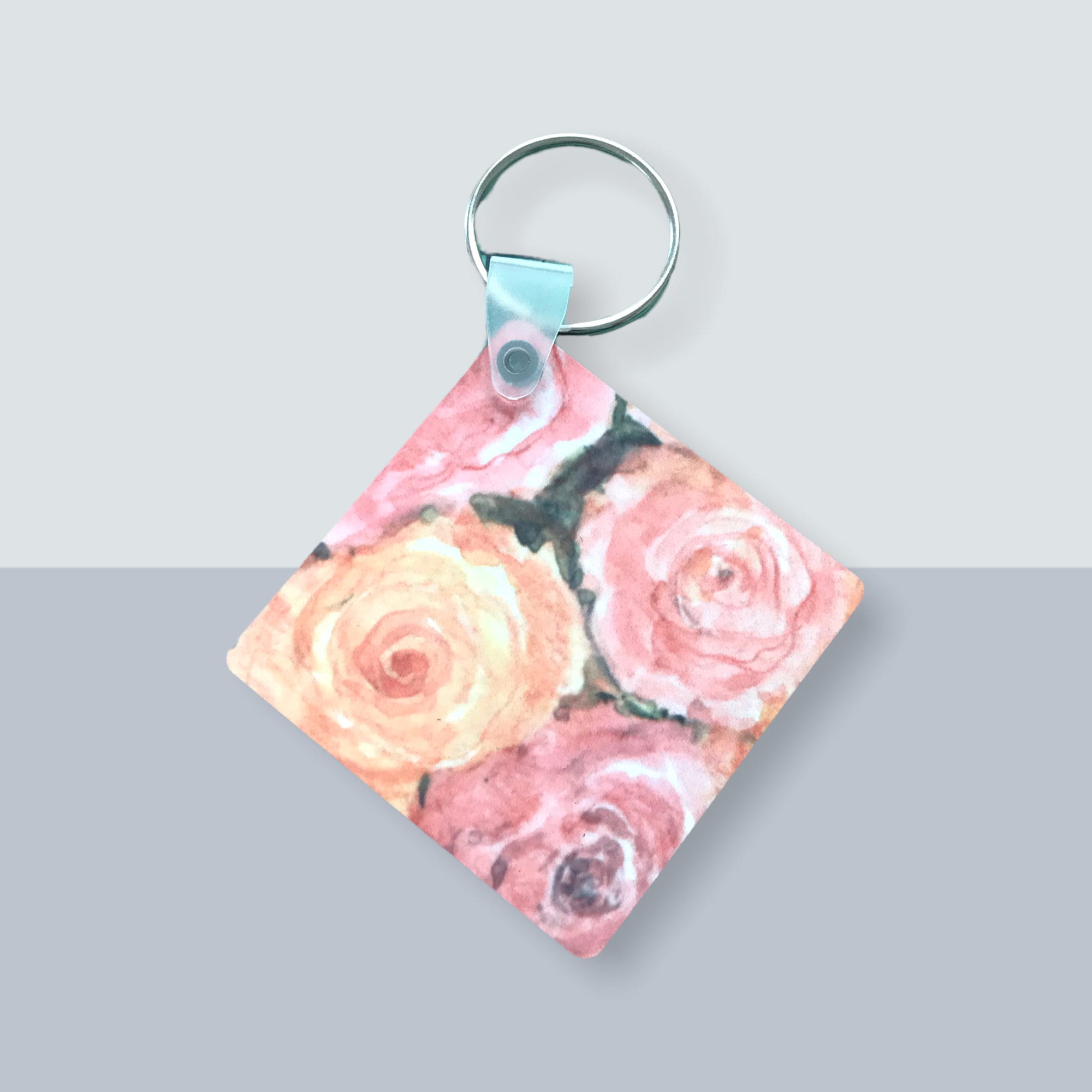 Diamond Shaped Rose Key Chain - Etsy