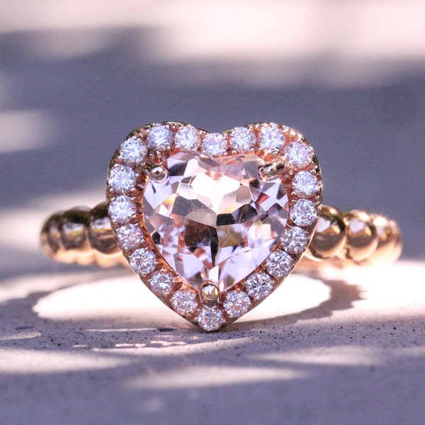 Heart Shaped Morganite Ring - Etsy