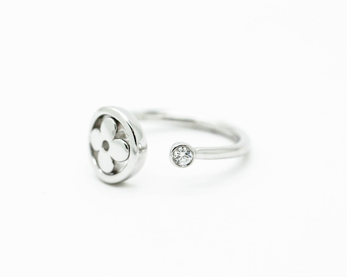 Anillo de diamantes de oro blanco trébol - Etsy España Anillo de diamantes de oro blanco trébol - Etsy España