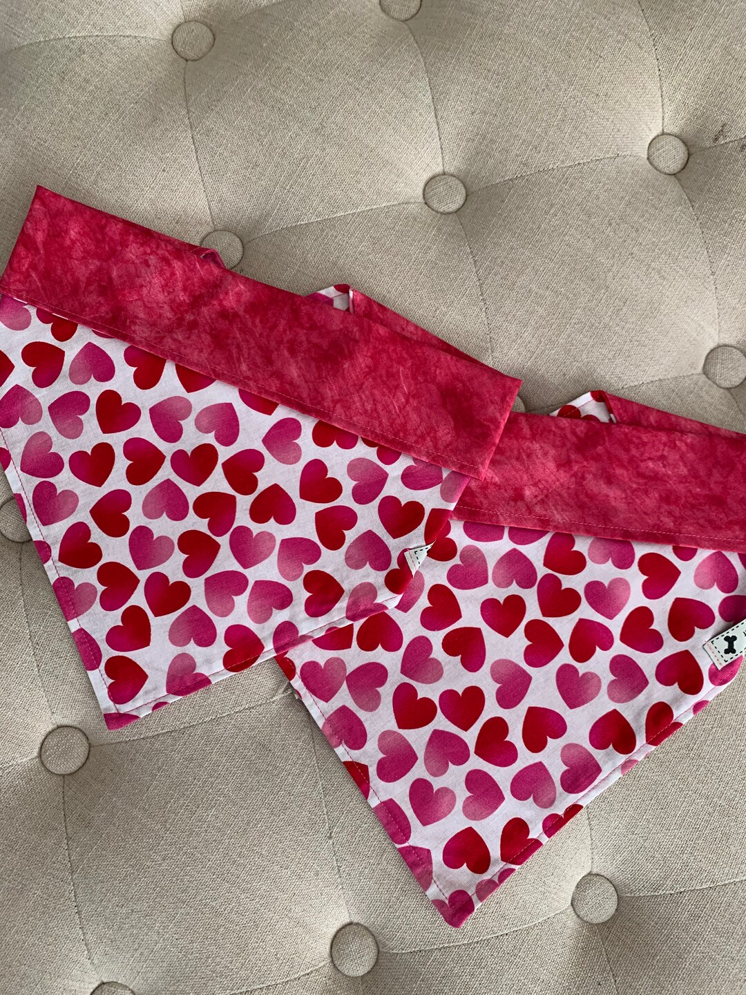 Rosa Ombré corazón HU Rag Bandana de perros Grande - Etsy España