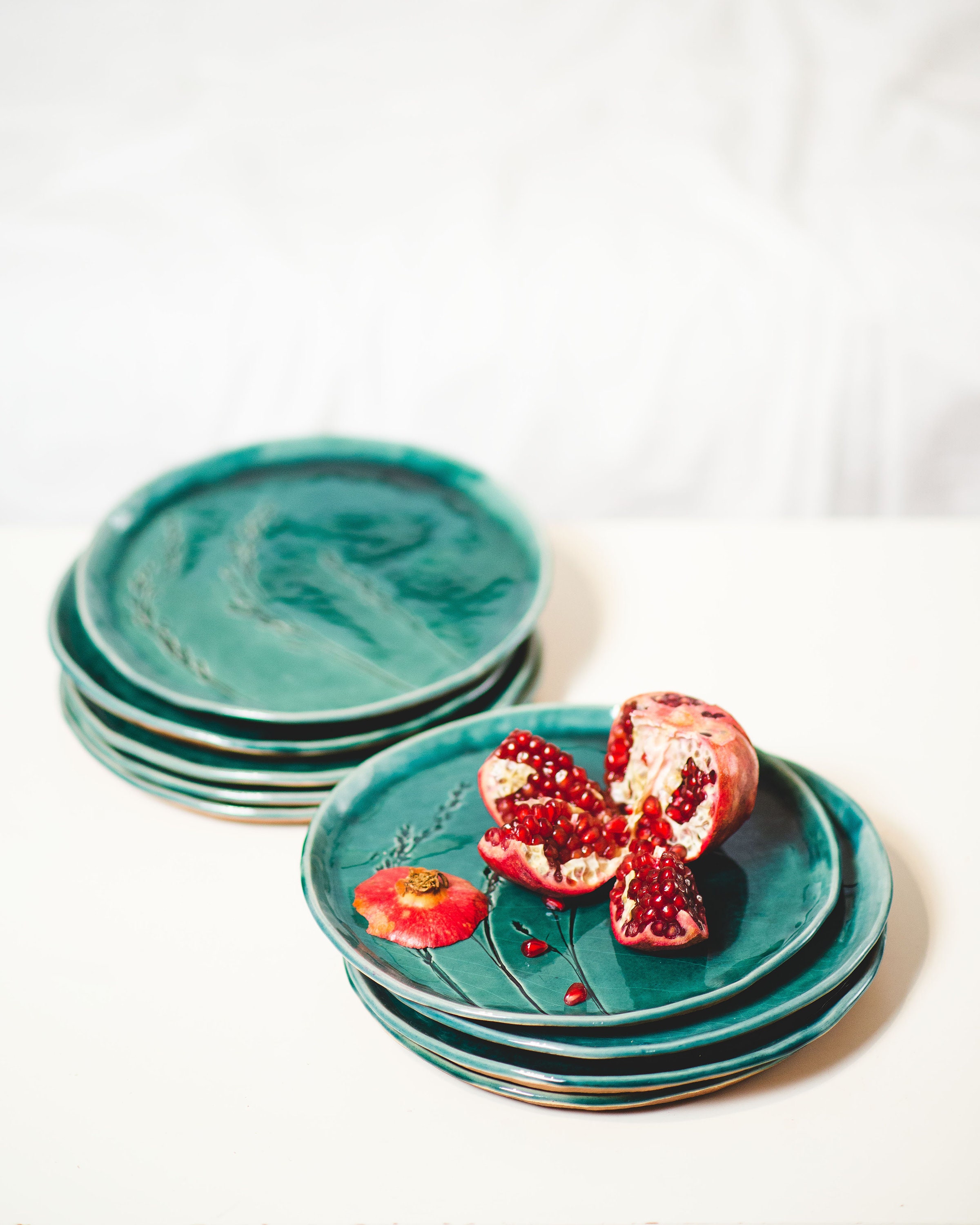 Green Ceramic plate green Salad Plate green Dinner plate | Etsy