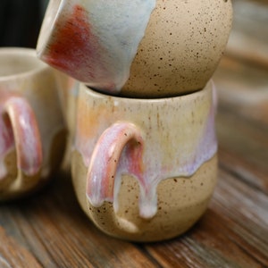 Colorful Glaze Stoneware Mug - Handcrafted Vibrant Pottery Coffee Cup ...