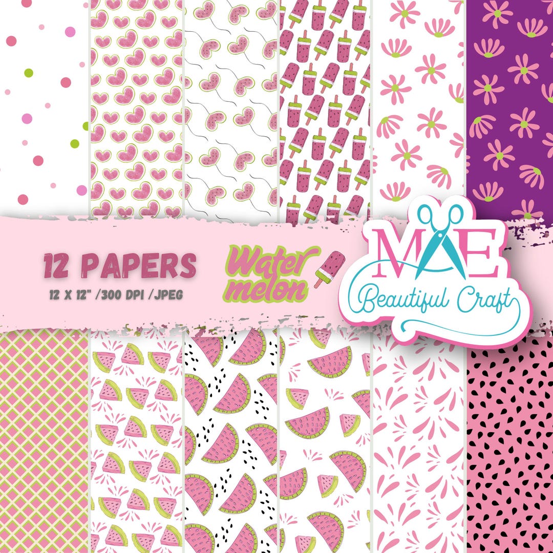 Watermelon Digital Paper. - Etsy